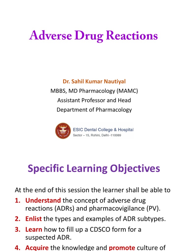ADRs: A Guide for Medical Students | PDF | Pharmacovigilance | Diseases ...