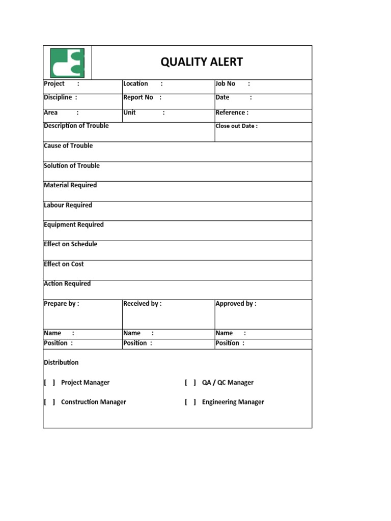 Quality Alert: Close Out Date | PDF