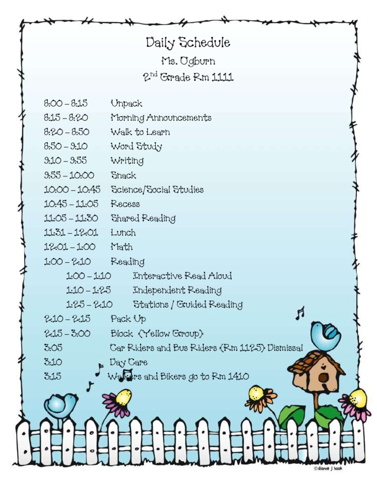 2nd Grade Daily Schedule Overview | PDF