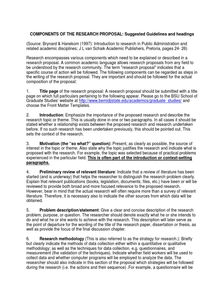 Essential Components of Research Proposals | PDF | Methodology | Data