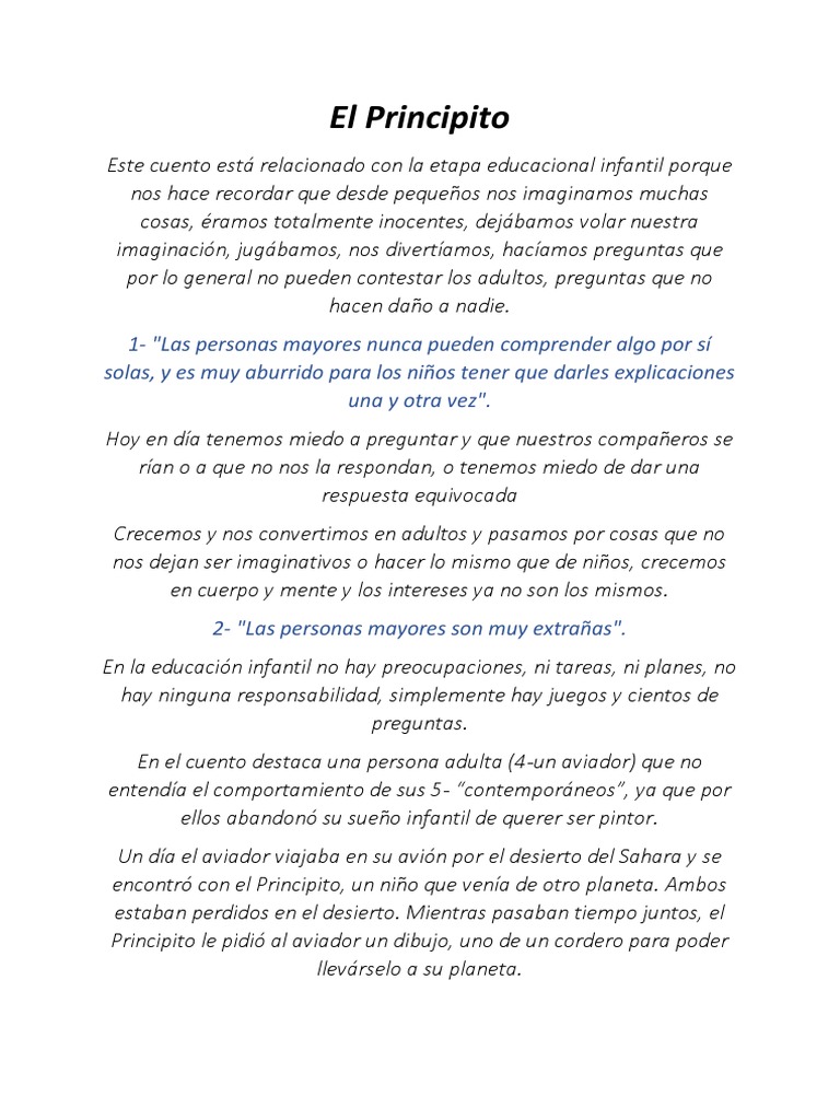 El Principito | PDF | El Principito | Aprendizaje