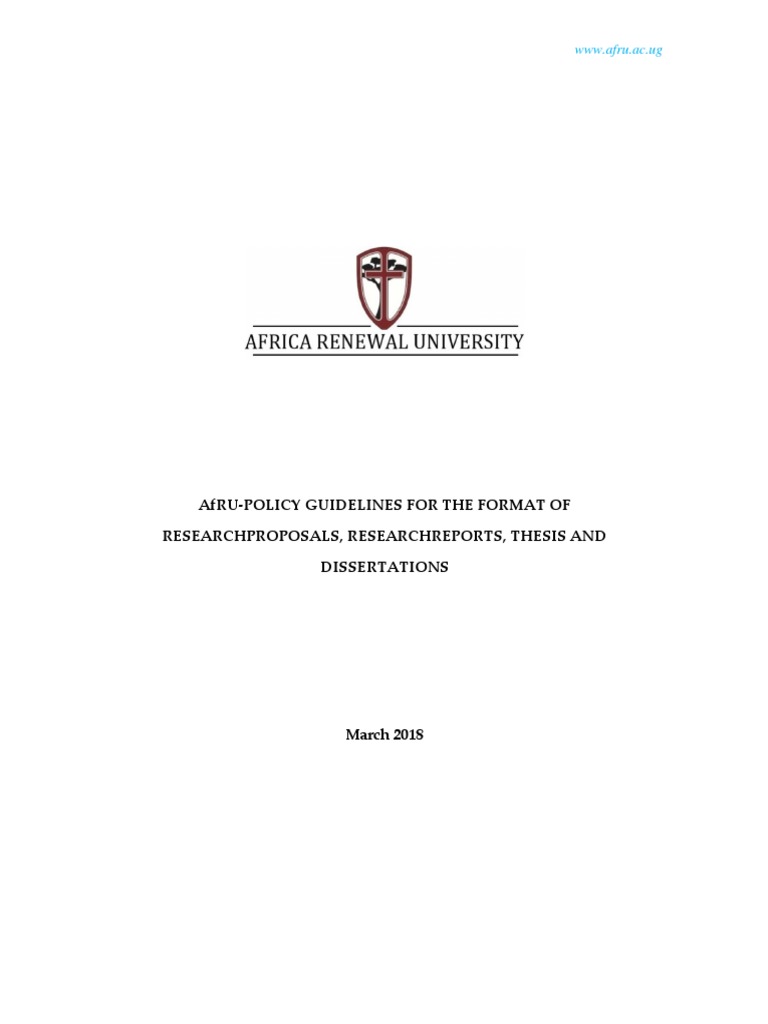 AfRU-POLICY GUIDELINES FOR THE FORMAT OF RESEARCHPROPOSALS ...