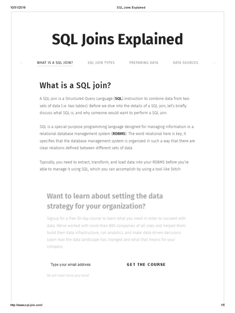 SQL Joins Explained: What Is A SQL Join? | PDF | Relational Database | Sql
