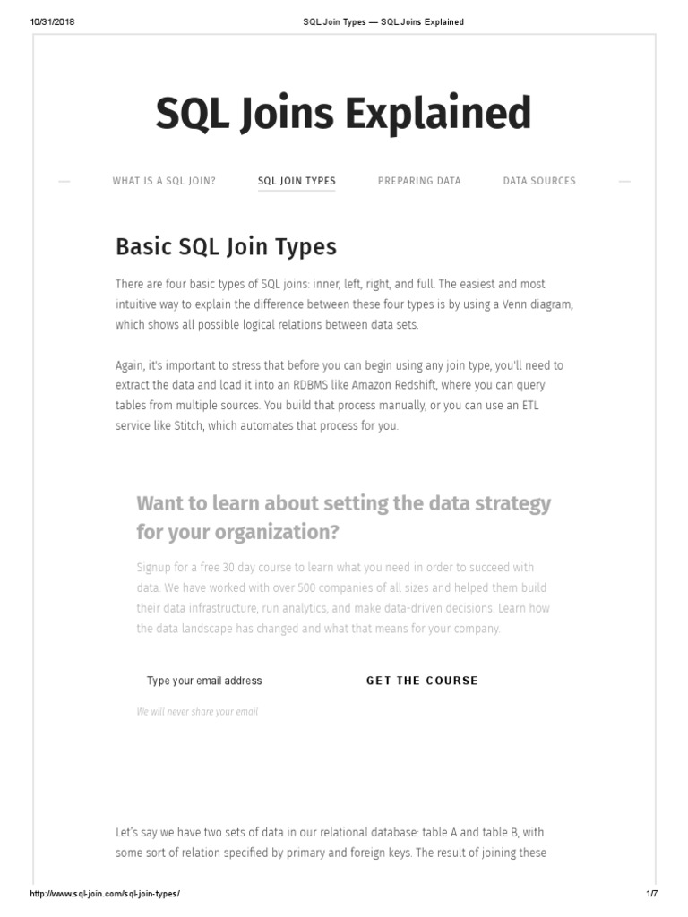 Sql Joins Explained Basic Sql Join Types Pdf Sql Table Database 4578