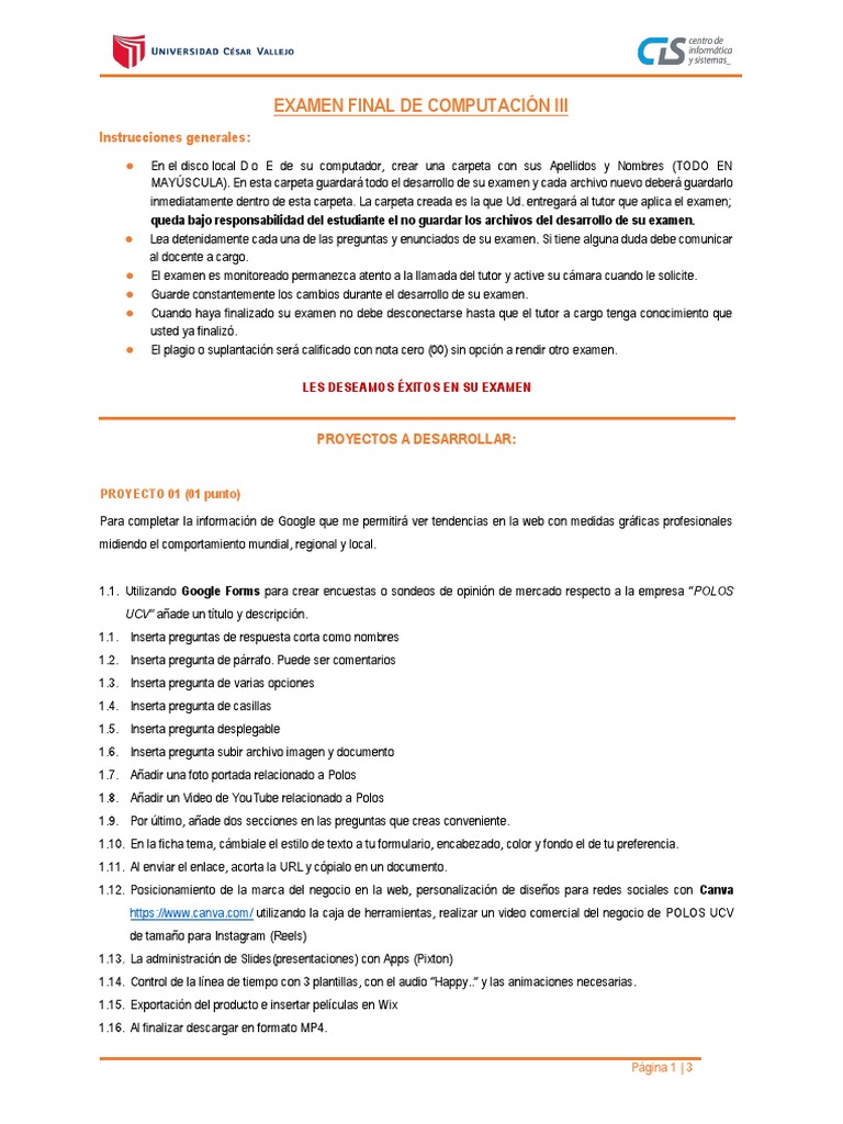 Examen Final - C3 - 9 | PDF | Youtube | Facebook