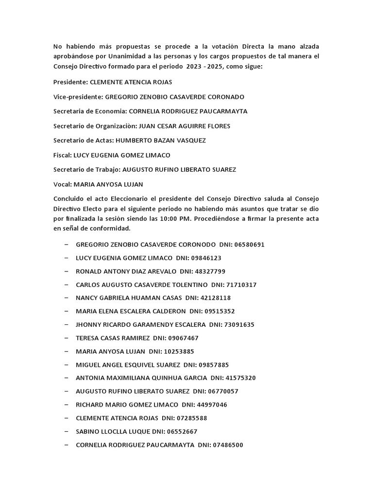 Consejo Directivo 2023-2025 Electo | PDF