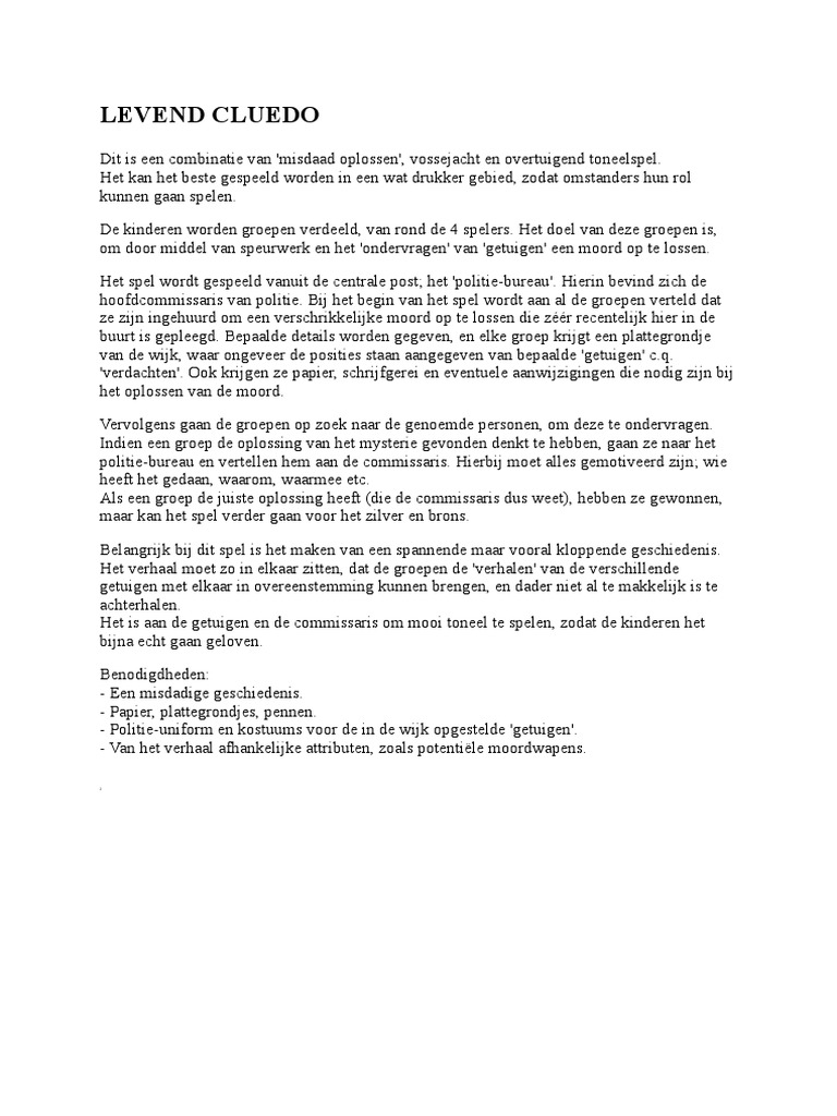 Levend Cluedo | PDF