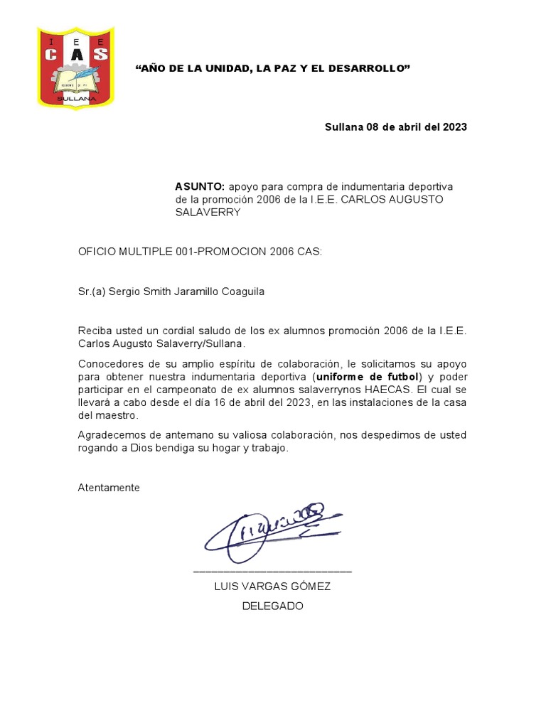 Oficio de Apoyo 1 | PDF