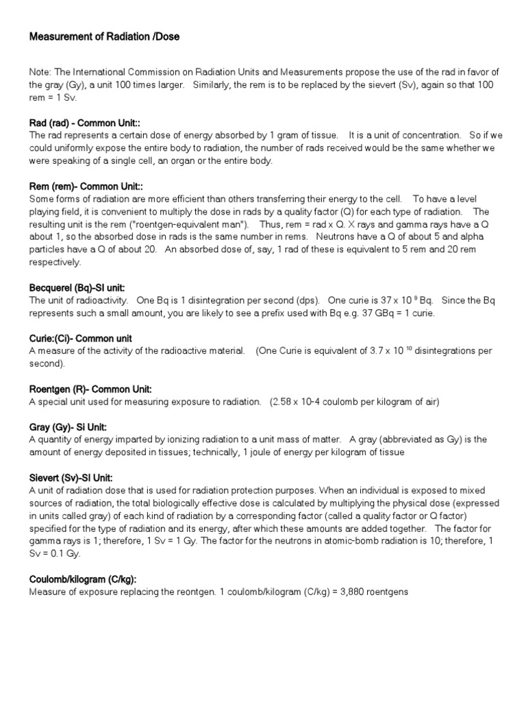Rad Units | PDF | Absorbed Dose | Ionizing Radiation