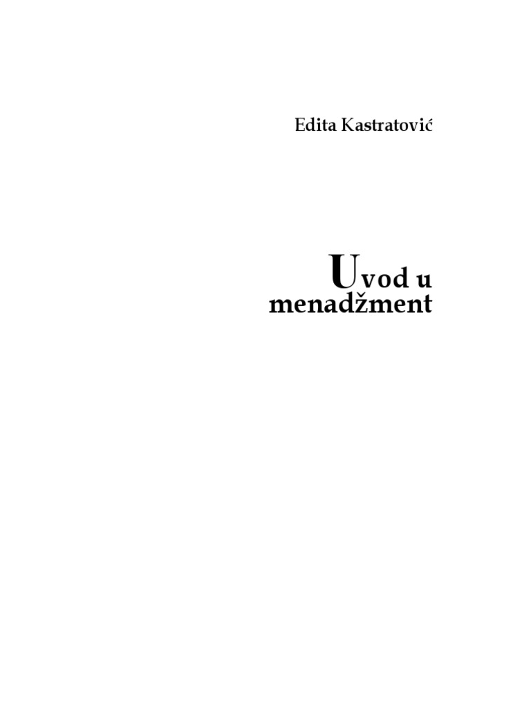 Uvod U Menadzment-Edita Kastratovic | PDF