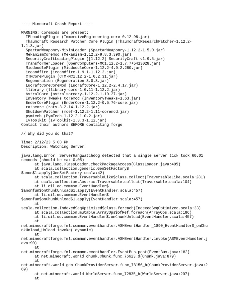 Minecraft Mod Crash Debugging | PDF | Java (Programming Language) | Java Virtual Machine