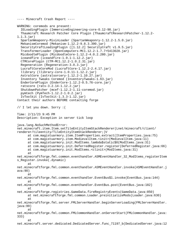 Crash 2023 02 11 - 21.45.20 Server | PDF | Java (Programming Language) | Java Virtual Machine