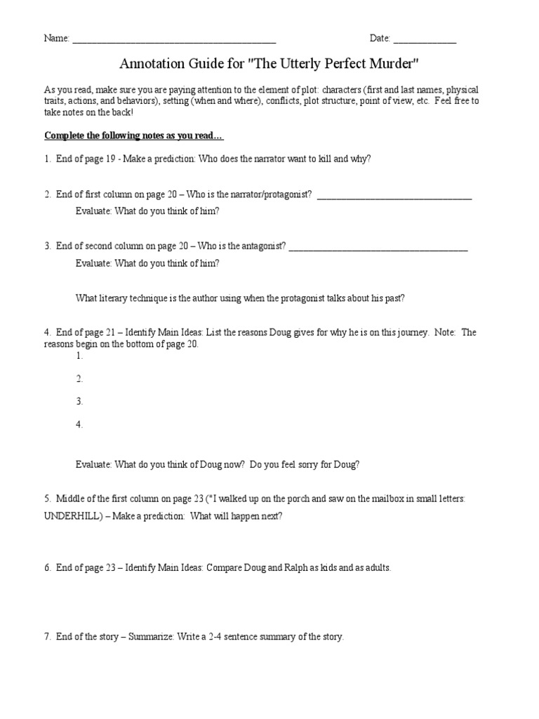 Cardaris Utterly Perfect Murder Annotation Guide | PDF