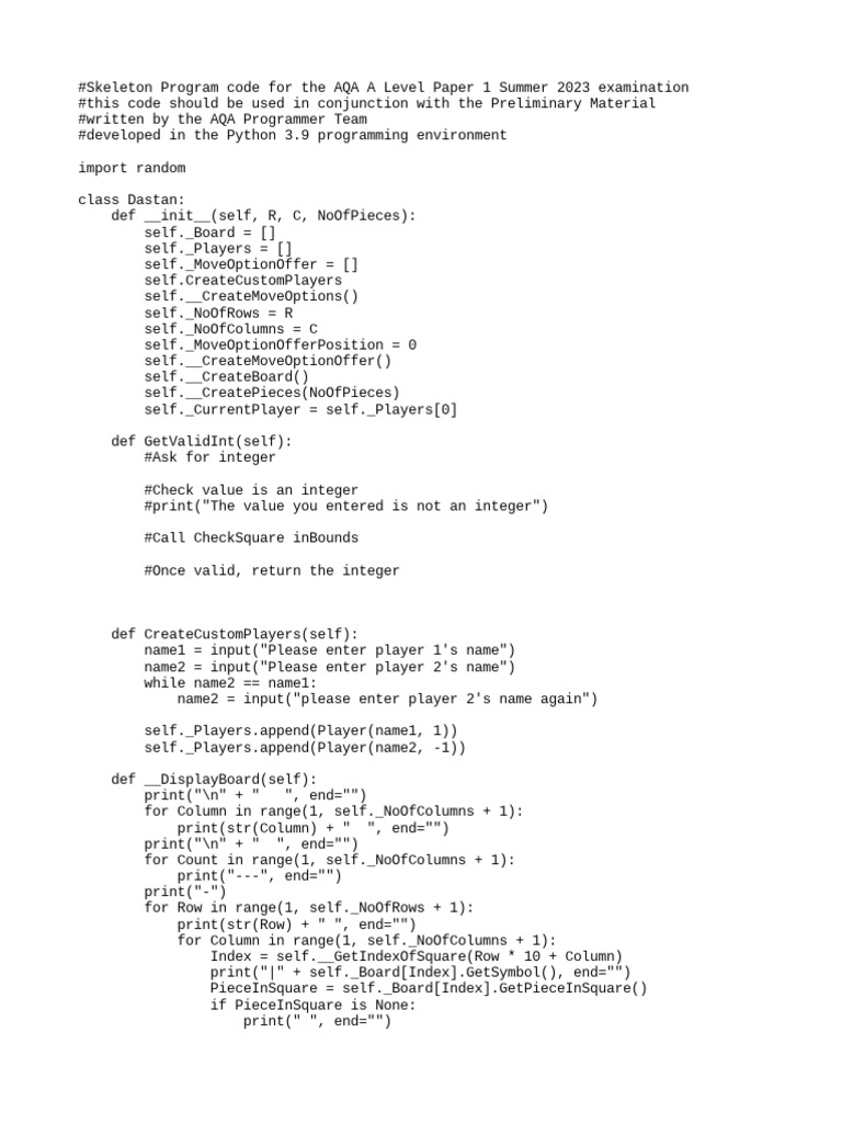 AQA A Level Summer 2023 Python Code | PDF | Programming Paradigms | Computer Engineering