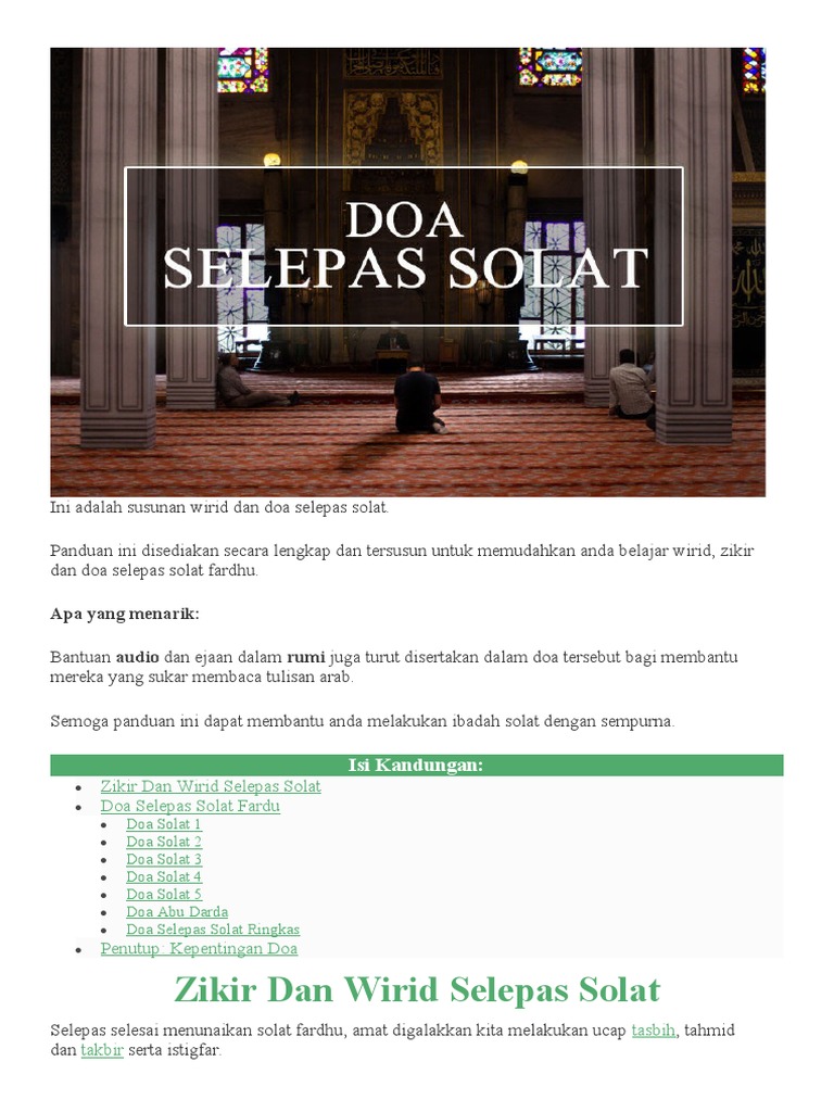 Panduan Doa dan Wirid Selepas Solat | PDF
