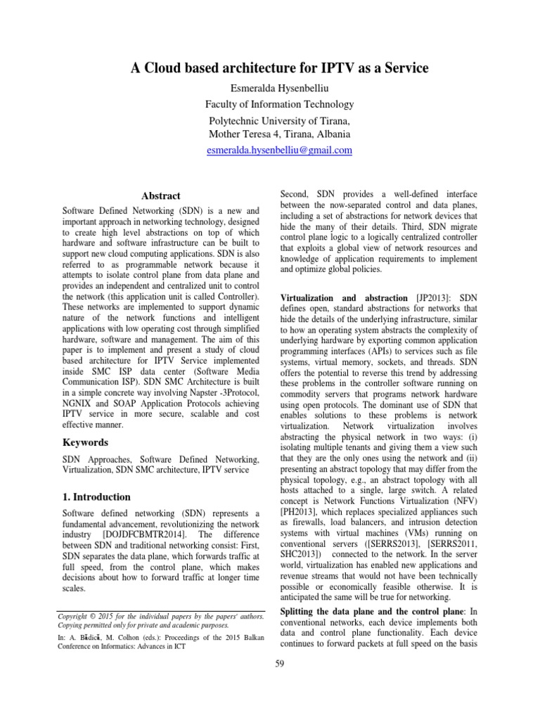 A Cloud Based Architecture For IPTV As A | PDF | Computer Network | Port (Computer Networking)