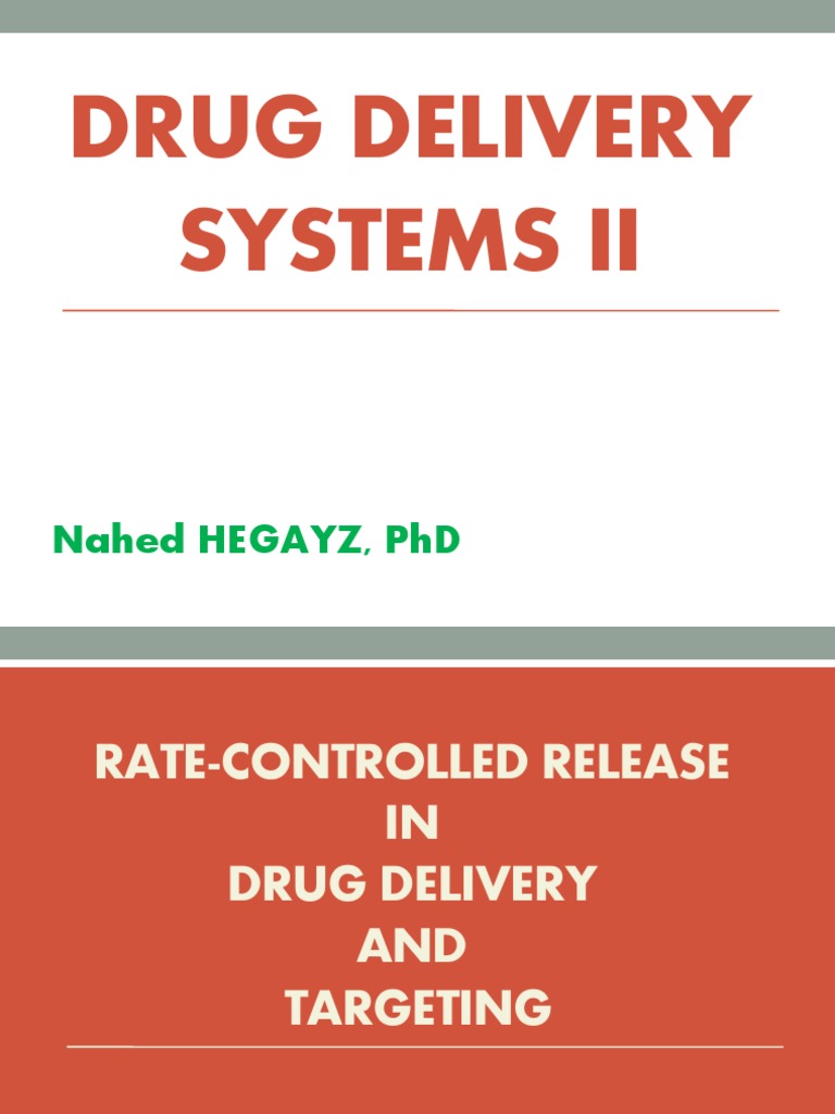 Mechanisms of Rate-Controlled Drug Release and Their Applications in ...