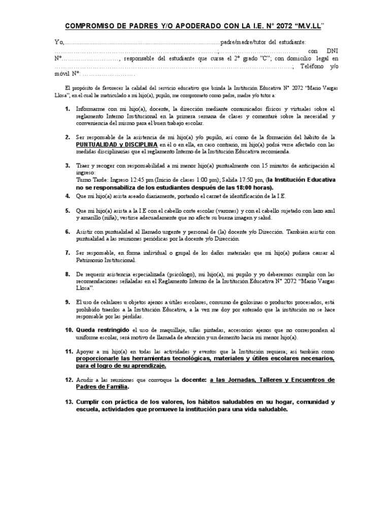 Compromiso de Padres 2° C - 2023 | PDF | Crecimiento personal y profesional