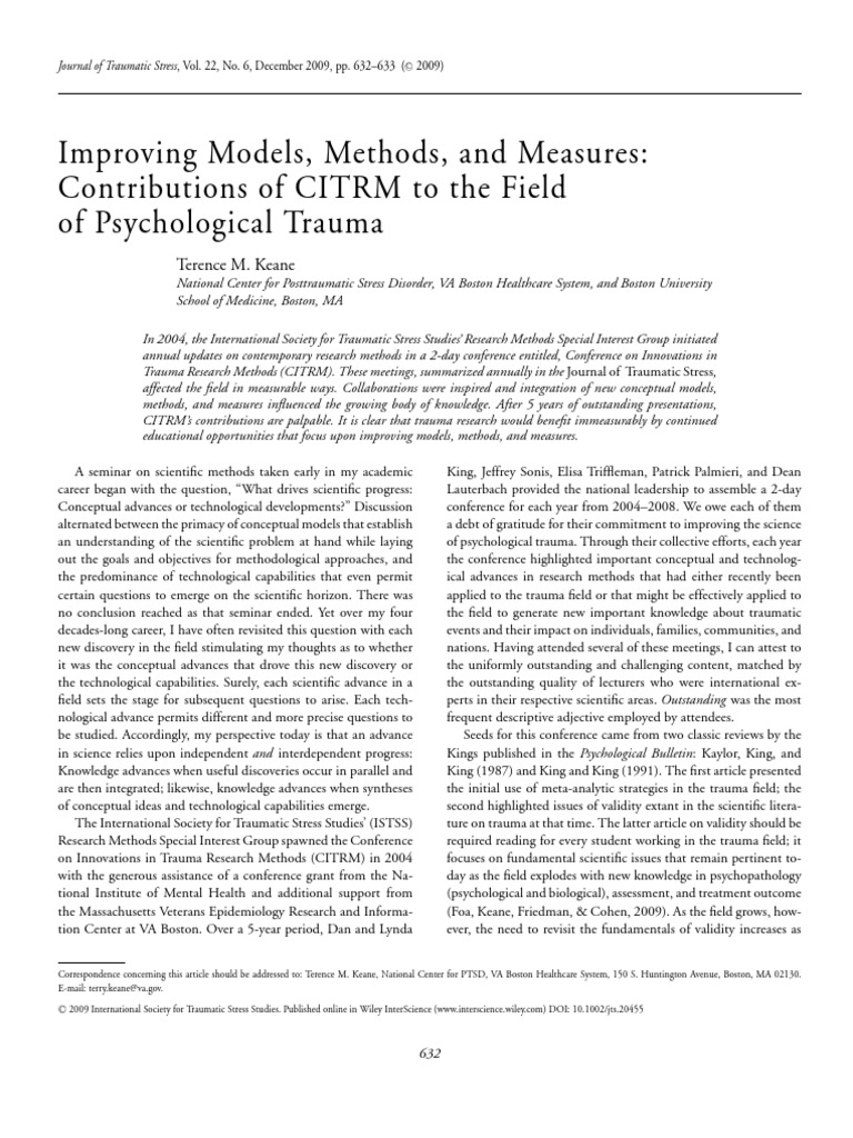 Improving Trauma Models | PDF | Psychological Trauma | Science