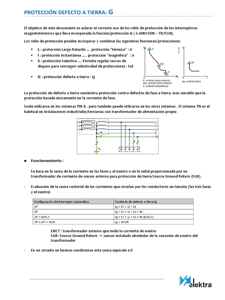 Protección G: Corriente de Defecto a Tierra | PDF | Corriente eléctrica ...