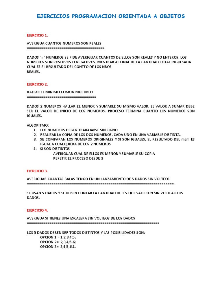 1 - Ejercicios Poo | PDF