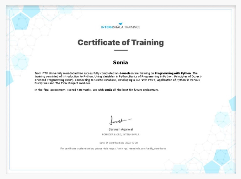 Sonia: Date of Certification: 2022-10-20 | PDF