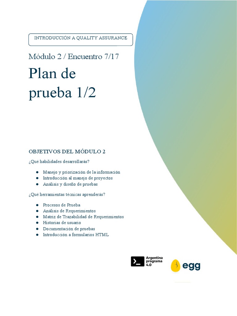 7 - Plan de Prueba 1 - 2 | PDF | Software | Ingeniería de software