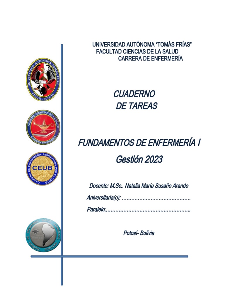 Cuaderno de tareas Fundamentos Enfermería I UATF | PDF