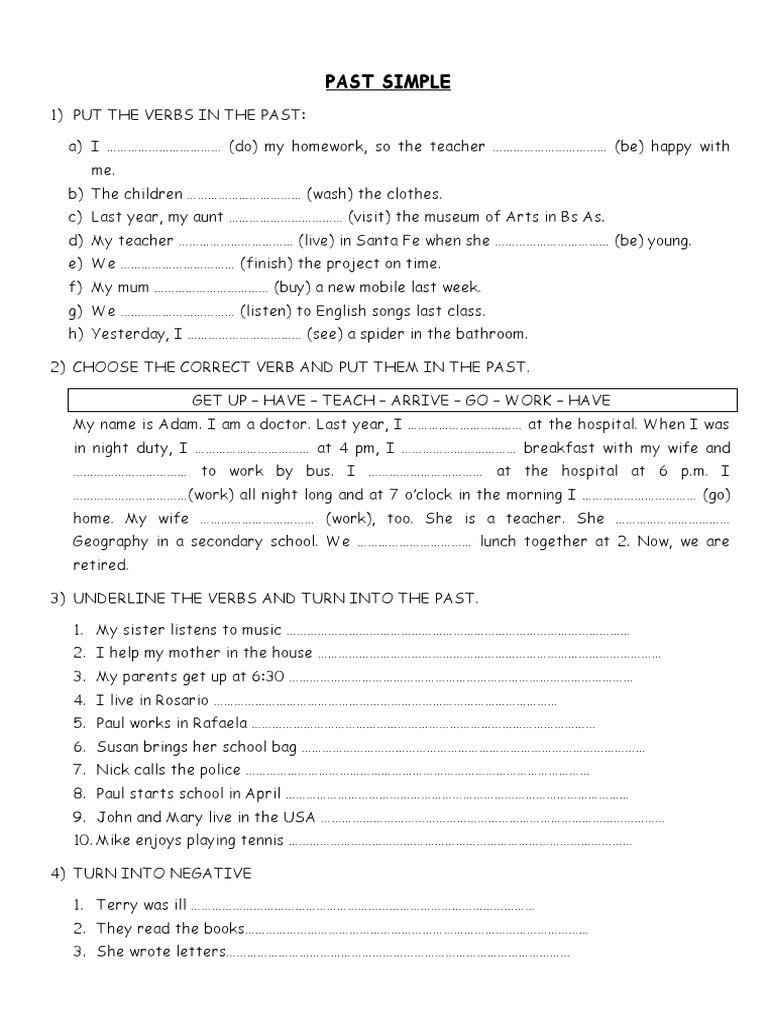 PAST SIMPLE Exercises | PDF