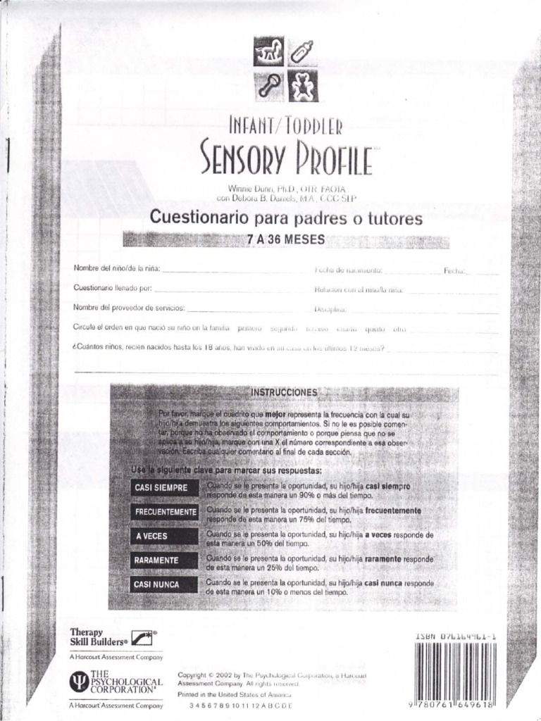 Perfil Sensorial de 7 A 36 Meses P Padres o Tutores | PDF
