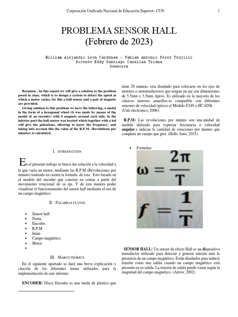 Sensor Hall y Medición de Velocidad | PDF | Sensor | Campo magnético