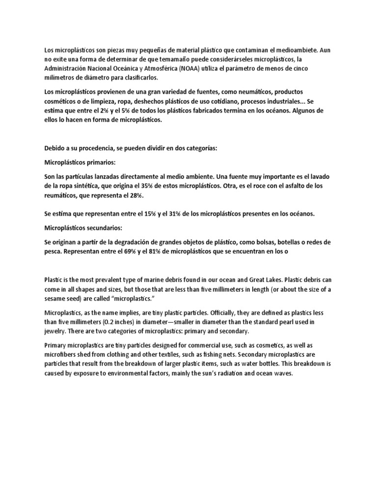 Microplásticos: Origen, Impacto y Soluciones | PDF | Ingeniería de ...