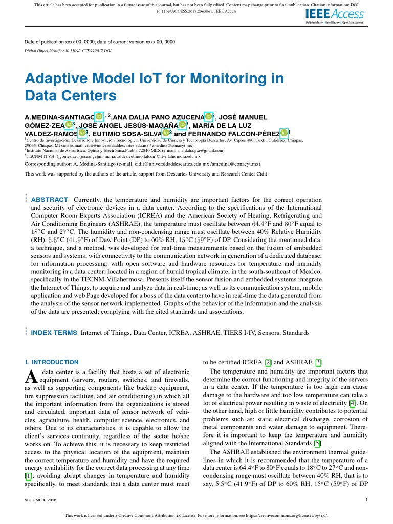 Adaptive Model IoT For Monitoring in Data Centers | Download Free PDF | Data Center | Internet ...