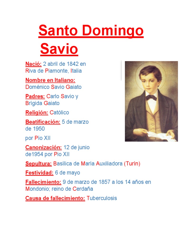 Santo Domingo Savio | PDF | Iglesia Católica
