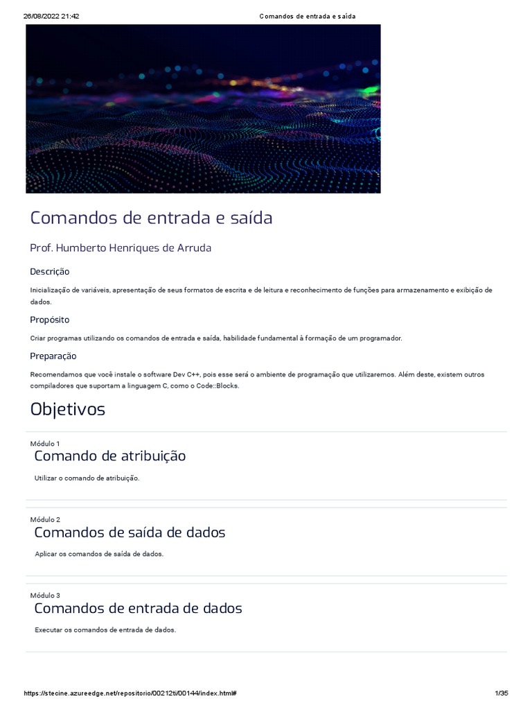 Comandos de entrada e saída | PDF | C (linguagem de programação ...