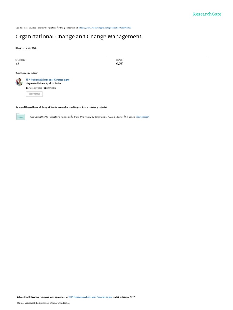 Organizational Changeand Change Management 1 Pdf Change Management