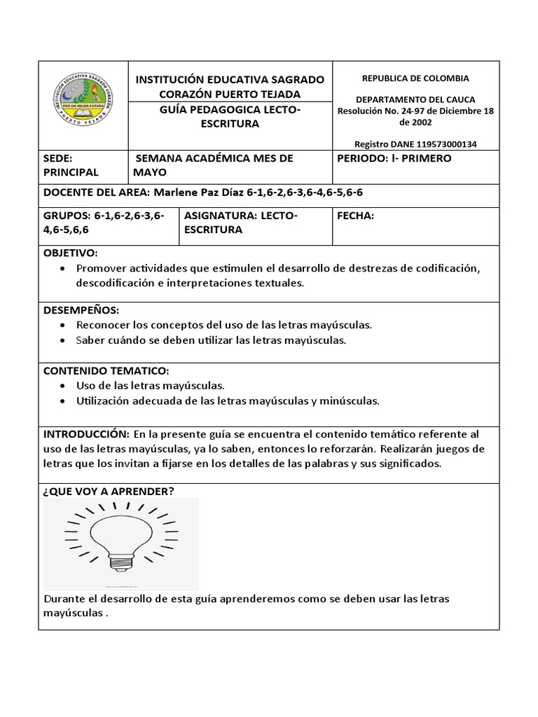 Guía Pedagogica Lecto-Escritura Mayo | PDF