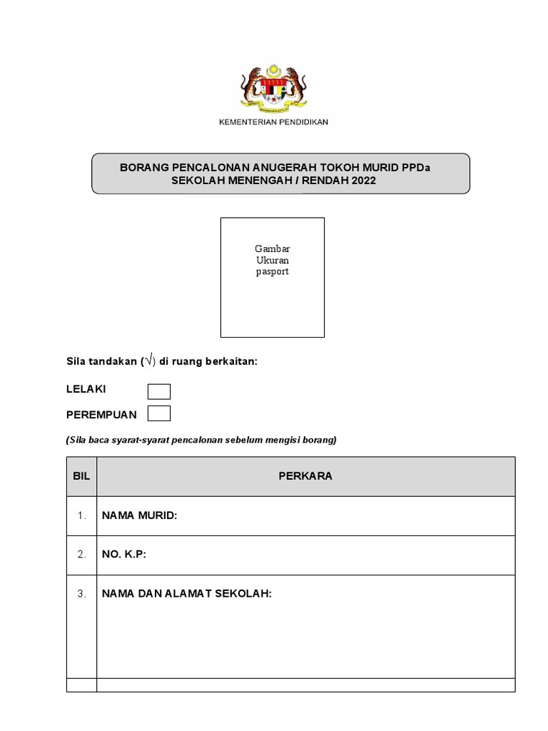 Instrumen Anugerah Ikon Murid PPDa 2022 (1) | PDF