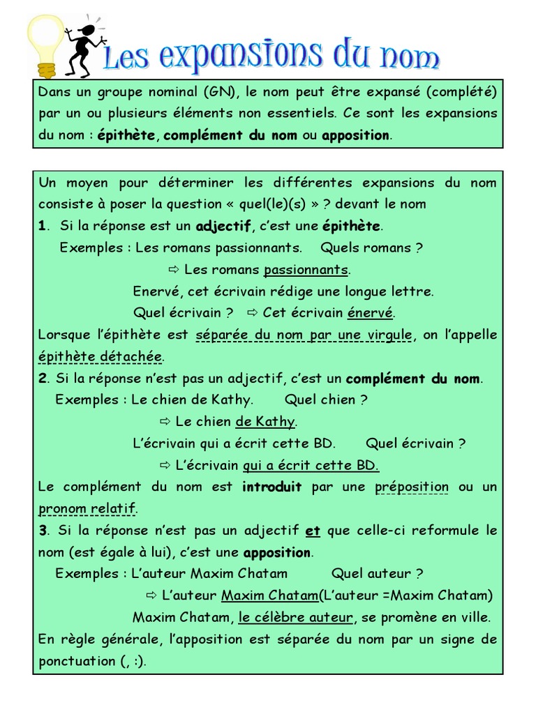 Expansions du nom : définitions et exemples | PDF | Clause | Pronom