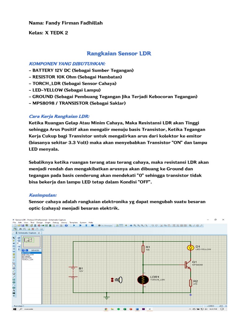 Langkah Kerja Rangkaian Sensor LDR | PDF