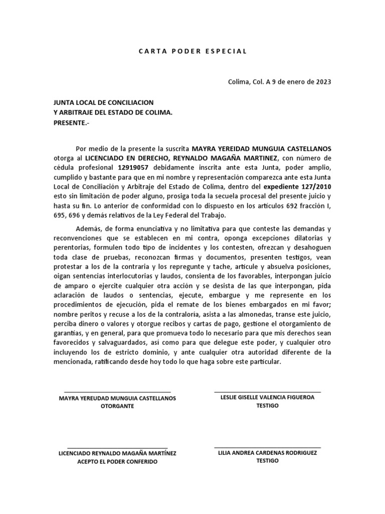 Carta Poder Especial | PDF | Justicia | Crimen y violencia