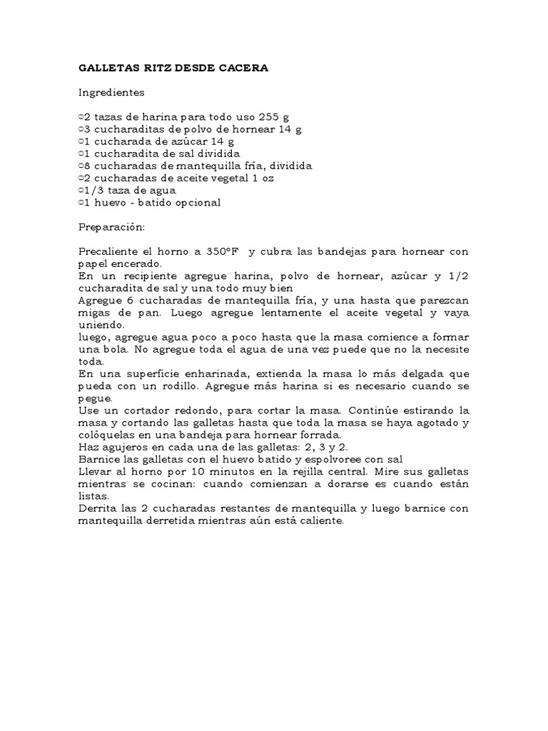 Receta de Galletas Ritz Caseras | PDF
