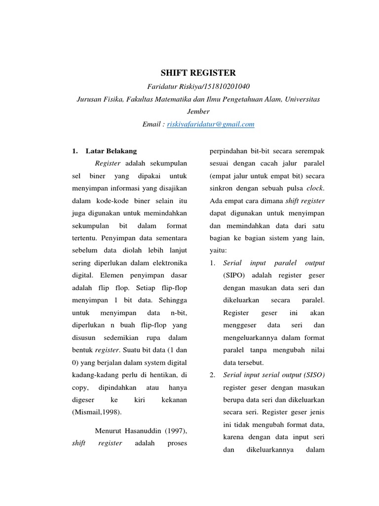 JURNAL Shift Register PDF | PDF