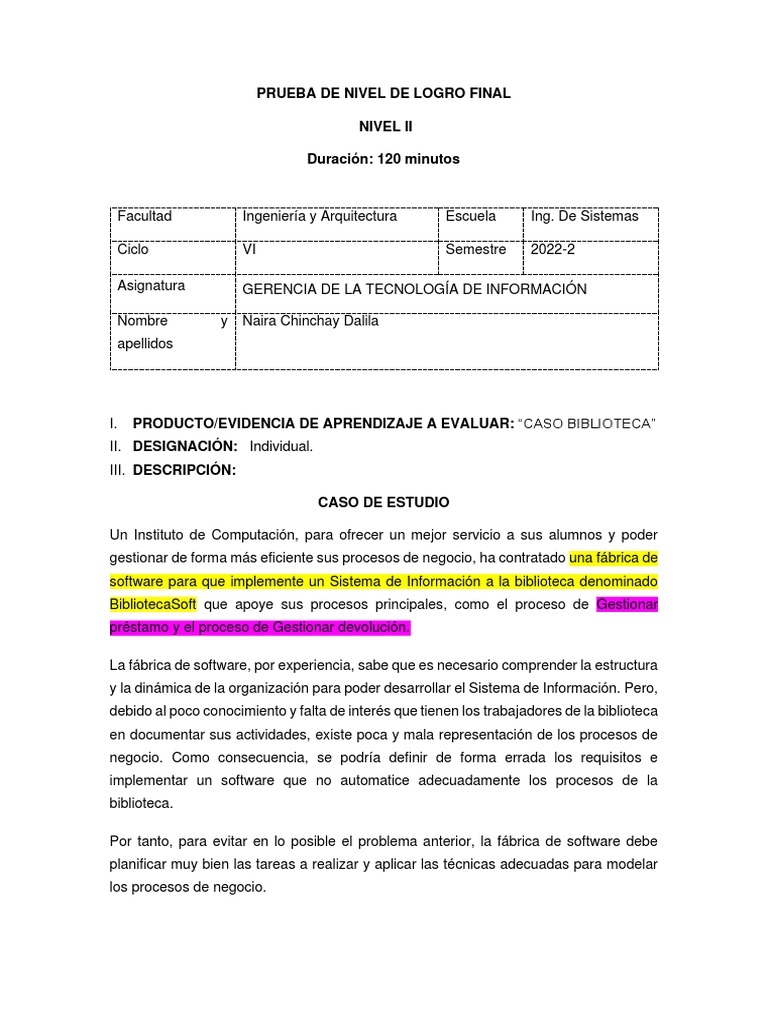 Prueba de Nivel de Logro 02-Final | PDF | Software | Seguridad de información