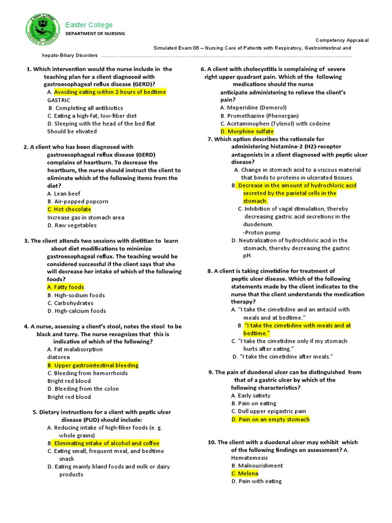 ANS - Simulated Exam 06 - Respiratory, Gastrointestina & Hepatobiliary ... ANS - Simulated Exam 06 - Respiratory, Gastrointestina & Hepatobiliary ...