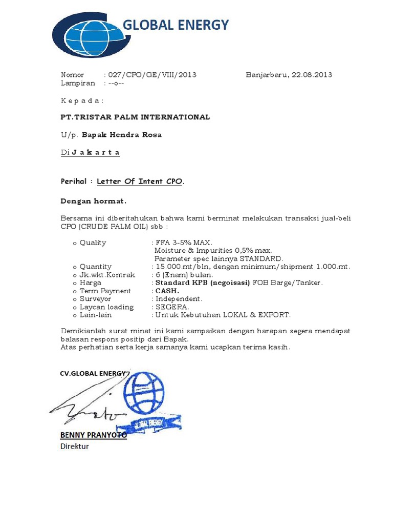 Letter of Intent CPO | PDF