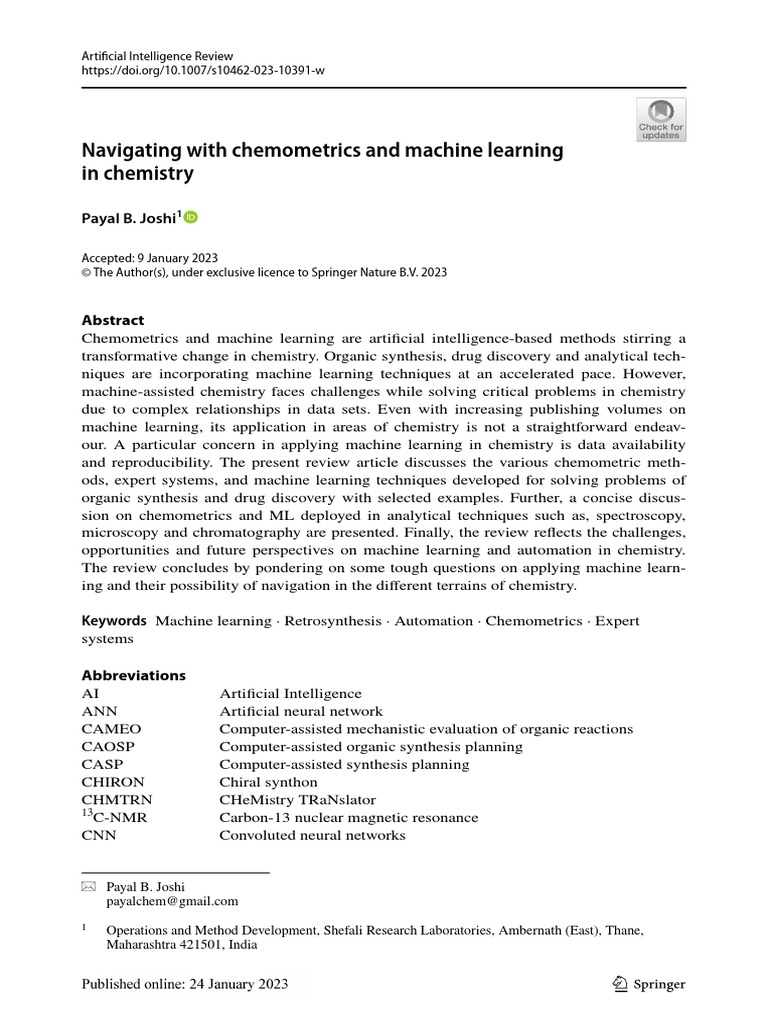 Review - Machine Learning - Chemometrics | PDF | Chemometrics | Spectroscopy