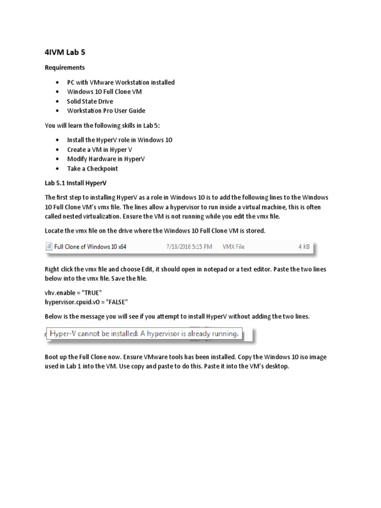 4IVM Lab 5: Requirements | PDF | Hyper V | Virtual Machine