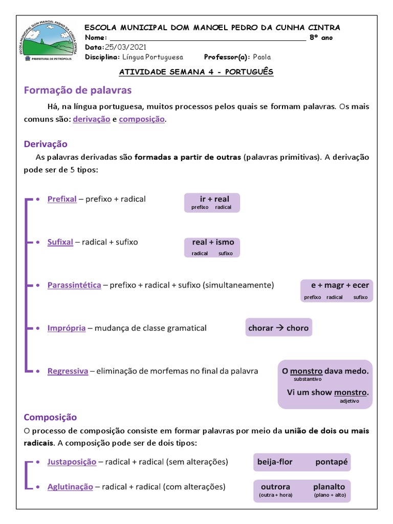 Atividade 8 Ano 22 03 2021 Portugu S PDF | PDF | Dom Quixote | Palavra
