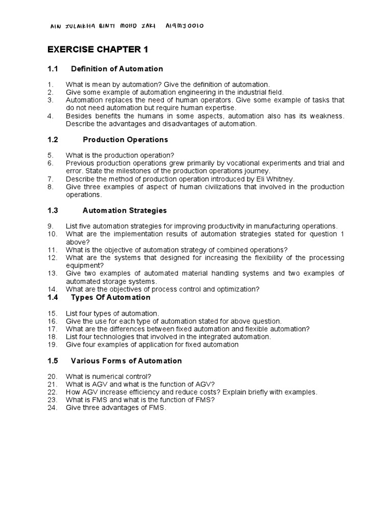 Excersise 1 | PDF | Automation | Engineering
